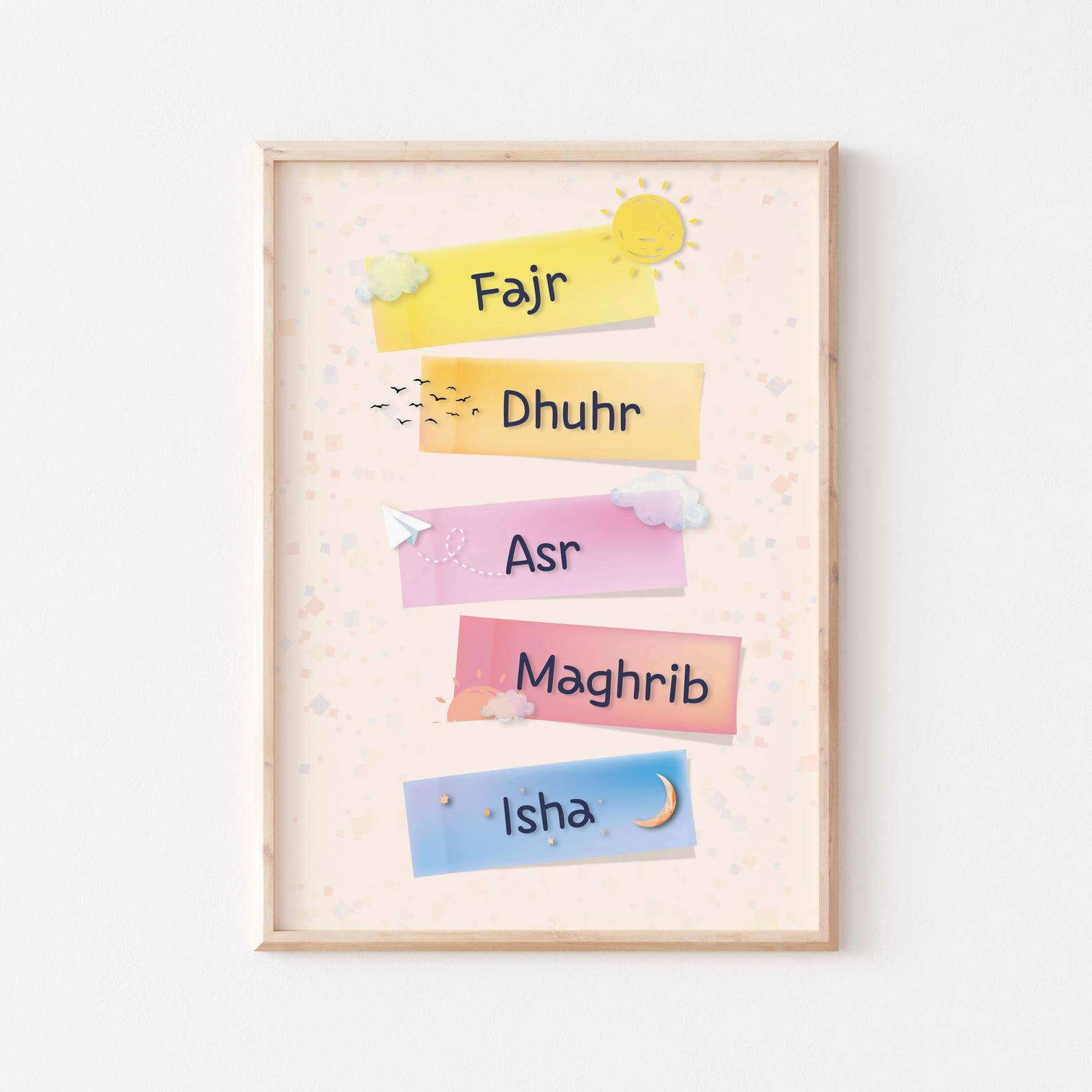 Islamic 5 Daily Prayers Wall Art for Kids | Educational Islamic Nursery ...