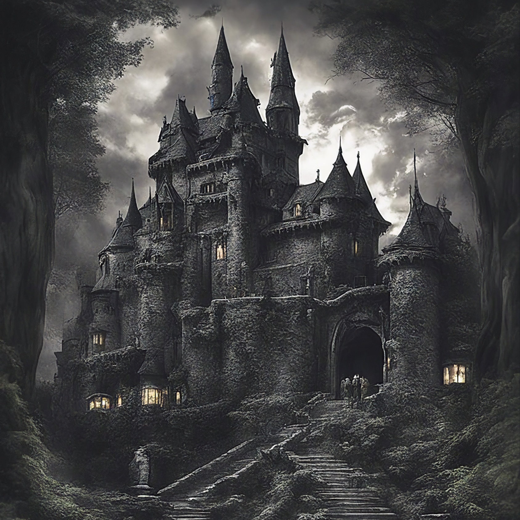 Enigmatic Dark Academia Castle Series - Set of 5 Digital Prints ...