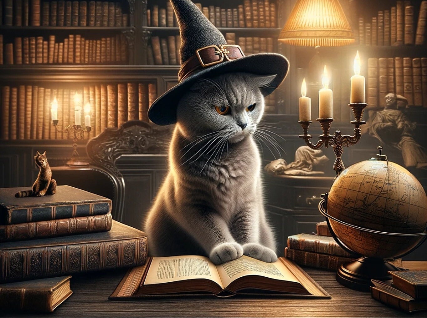 Enigmatic Feline Scholars: Set of 5 Dark Academia Themed Cat Prints ...