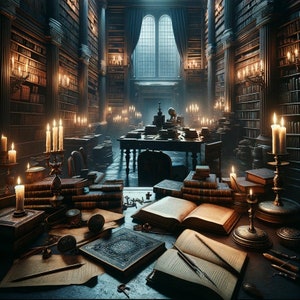 Dark Academia Digital Art Collection - Set of 5 Enigmatic Study Scenes ...