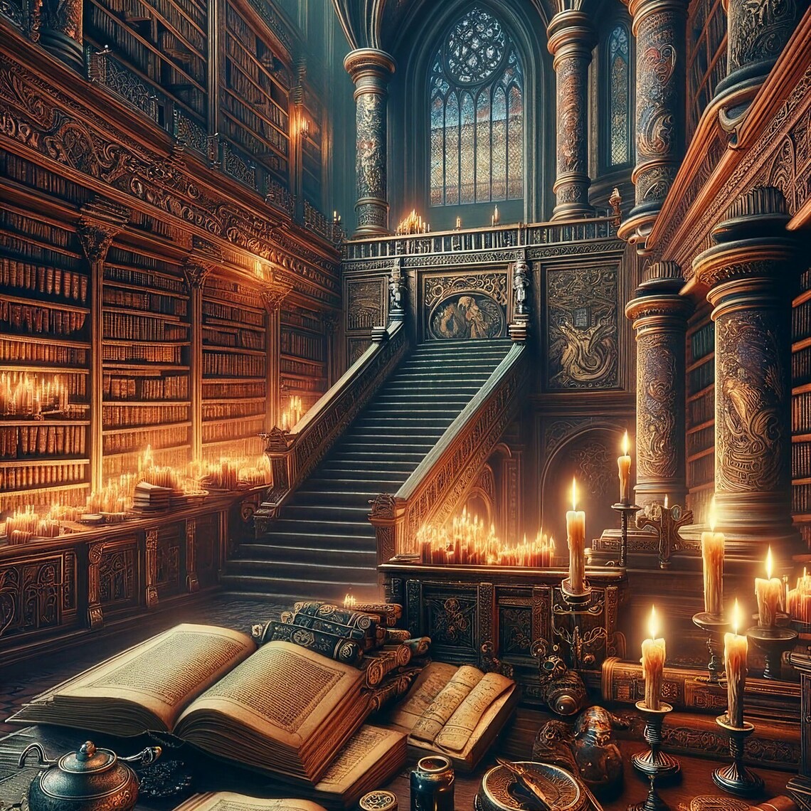 Dark Academia Digital Art Collection - Set of 5 Enigmatic Study Scenes ...