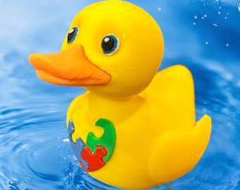 Puzzle Piece Duck, Autism Awareness Duck, One of a Kind Resin Duck ...