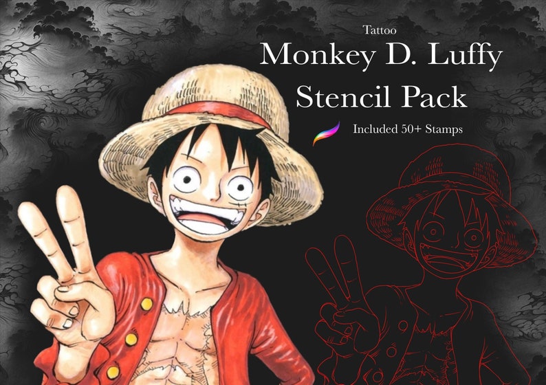 Digital Luffy Brush/stamp Pack Procreate Stencil Tattoo - Etsy