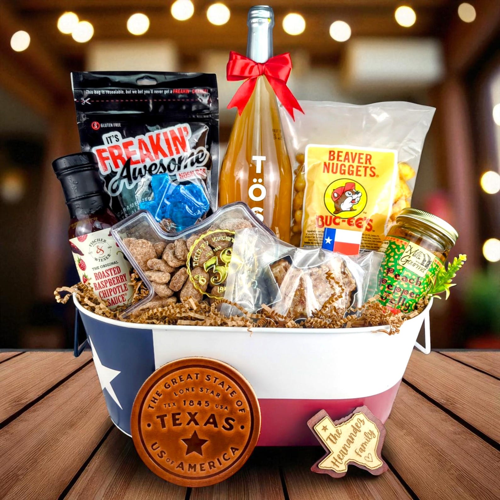 Texas Sweet Treat Gift Basket: Non-alcoholic Rosé, Snacks & Texas Flair ...