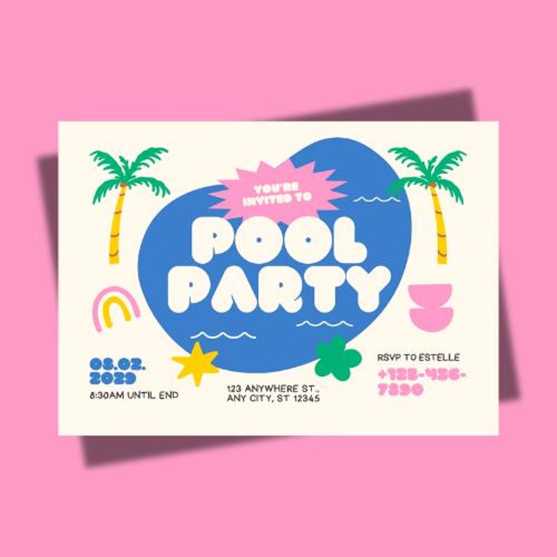 Editable Pool Party Invitation Template | Personalize Your Own Party ...