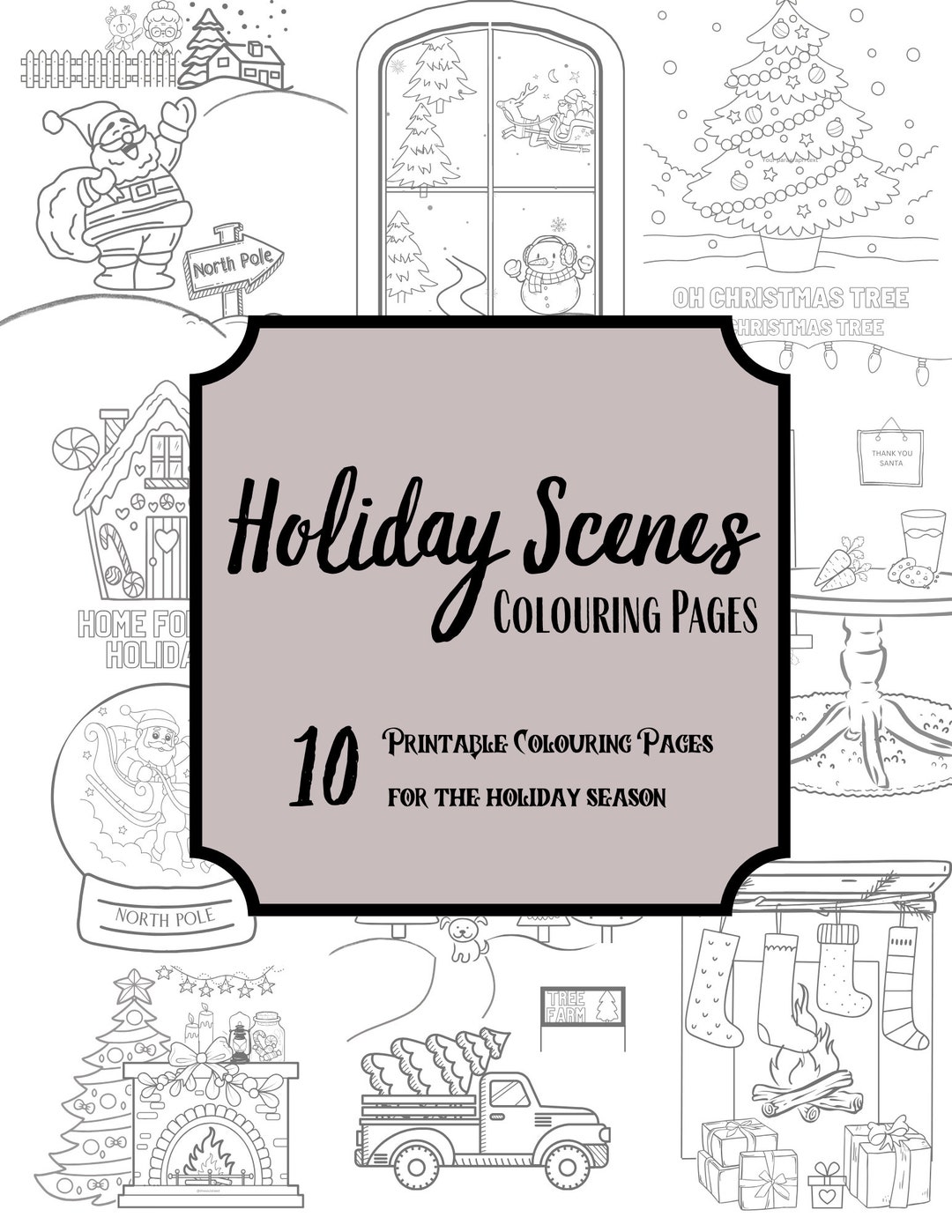 Holiday Scenes | Christmas Colouring Pages - Etsy