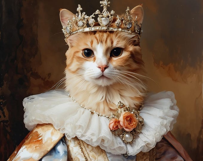 Custom Queen Pet Portraits From Your Photo, Custom Digital Watercolor ...