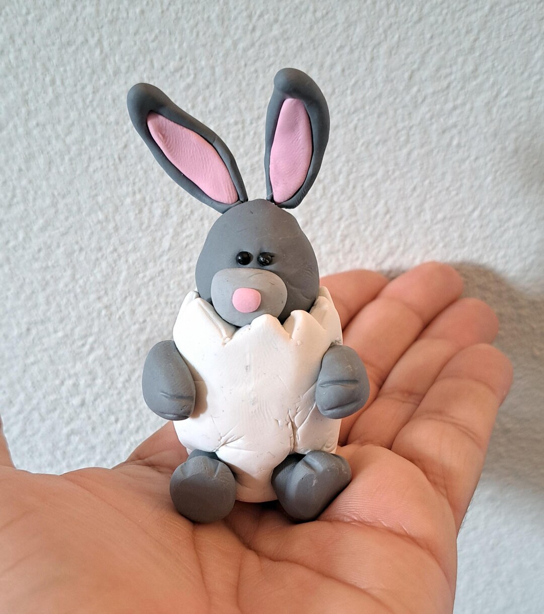 Adorable Handmade Clay Bunny Figurine A Playful Easter Surprise - Etsy