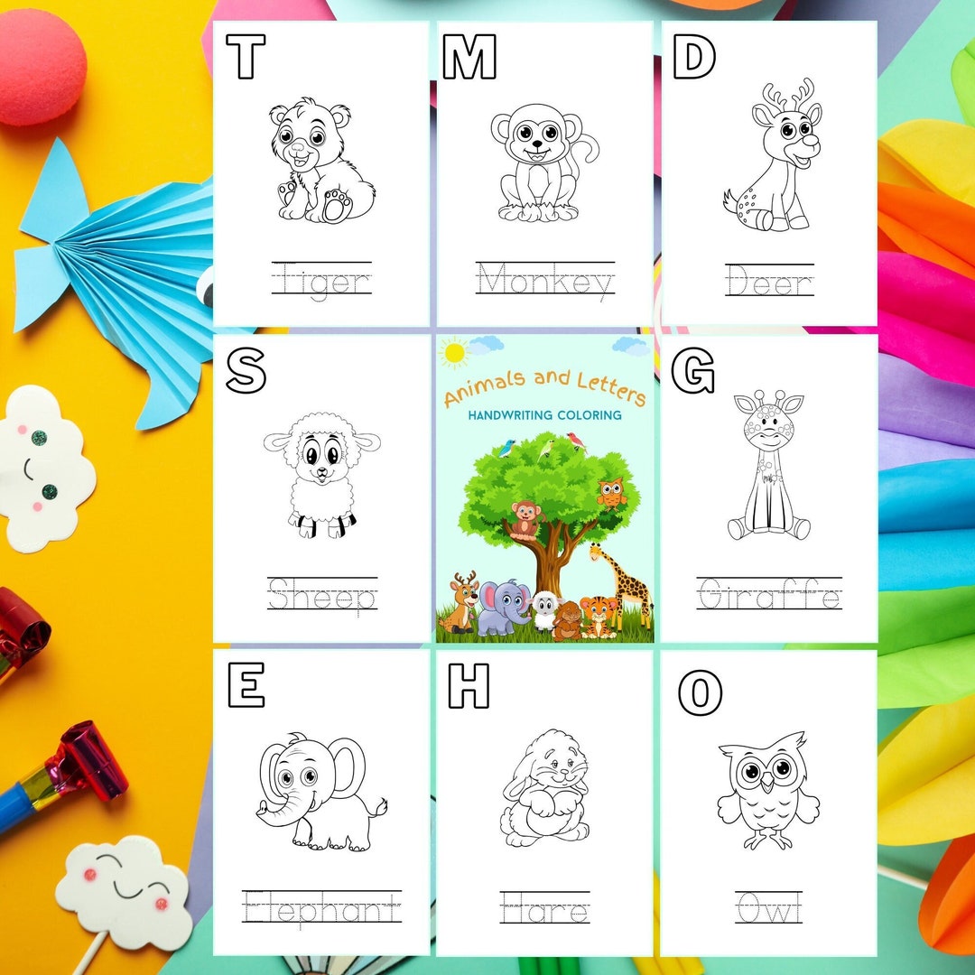 Animals and Letters Handwriting Coloring Handwriting Coloring ...
