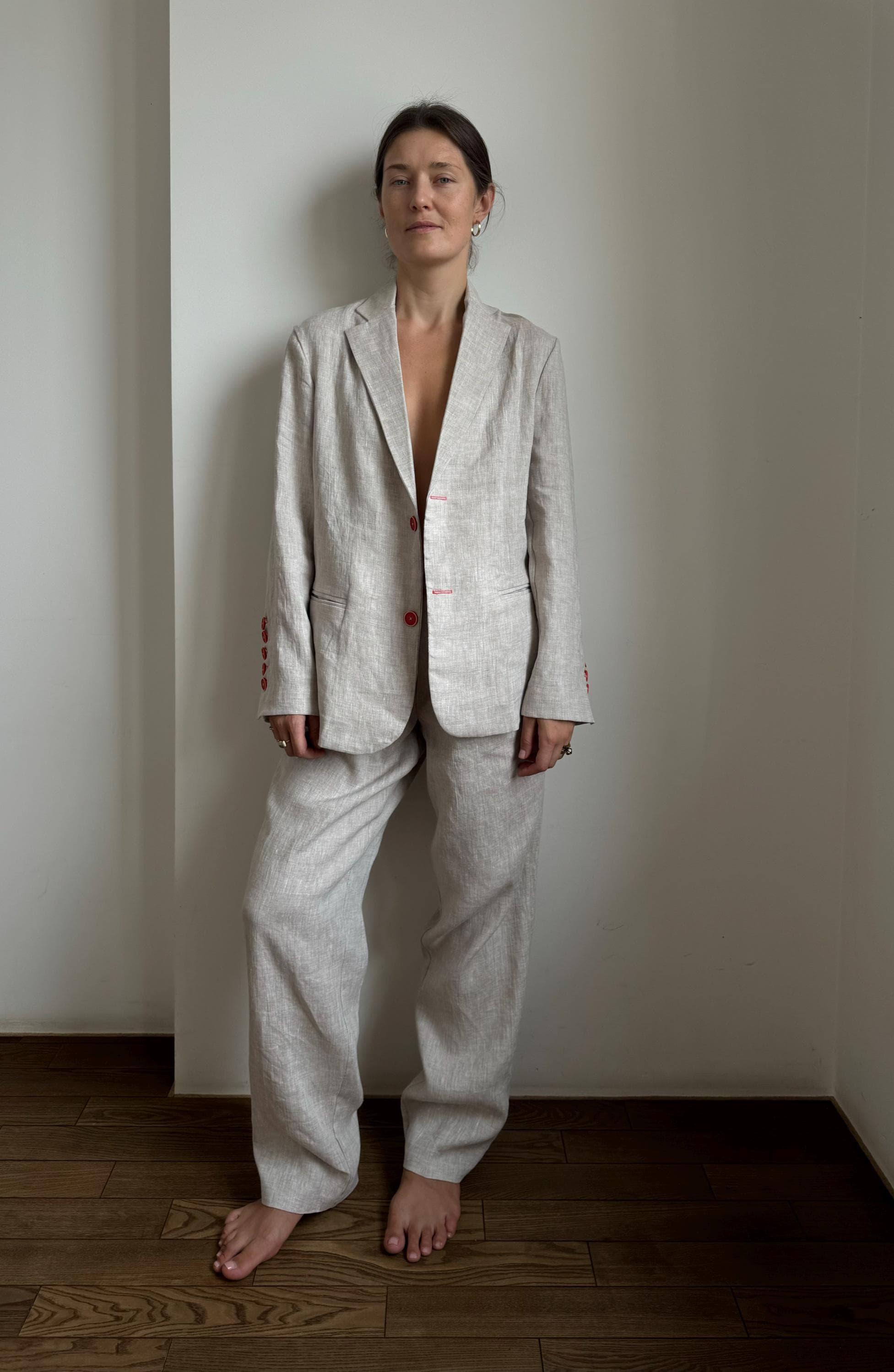 Oversized Linen Suit, Women's Ivory Blazer and Pants, Handmade - Etsy