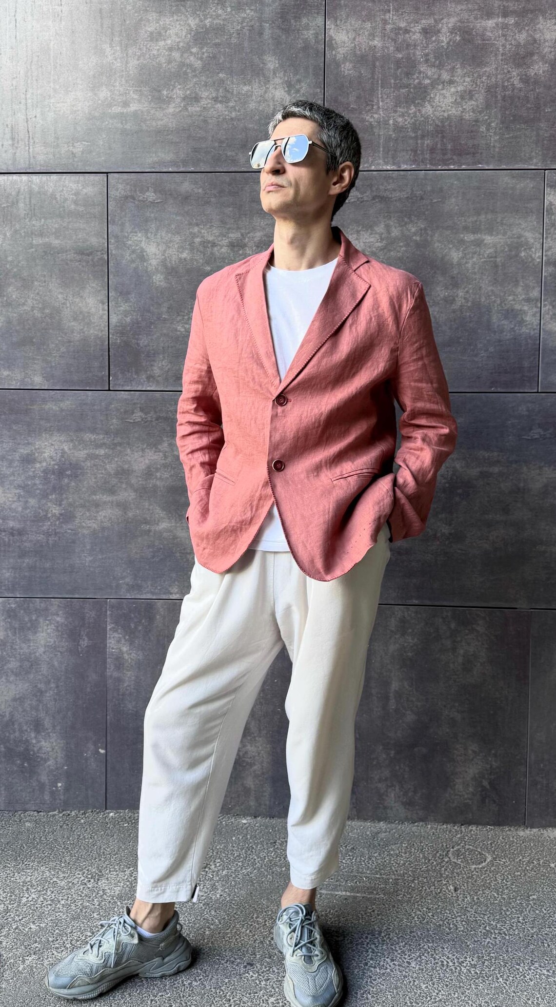 Terracotta Linen Jacket With Embroidery, Boho Linen Blazer, Summer ...