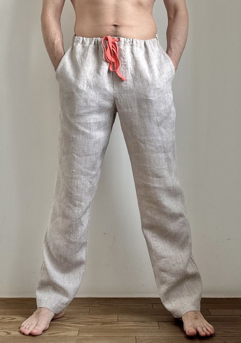Linen Pants for Men Summer Linen Pants Men Melange Linen Trousers Mens ...