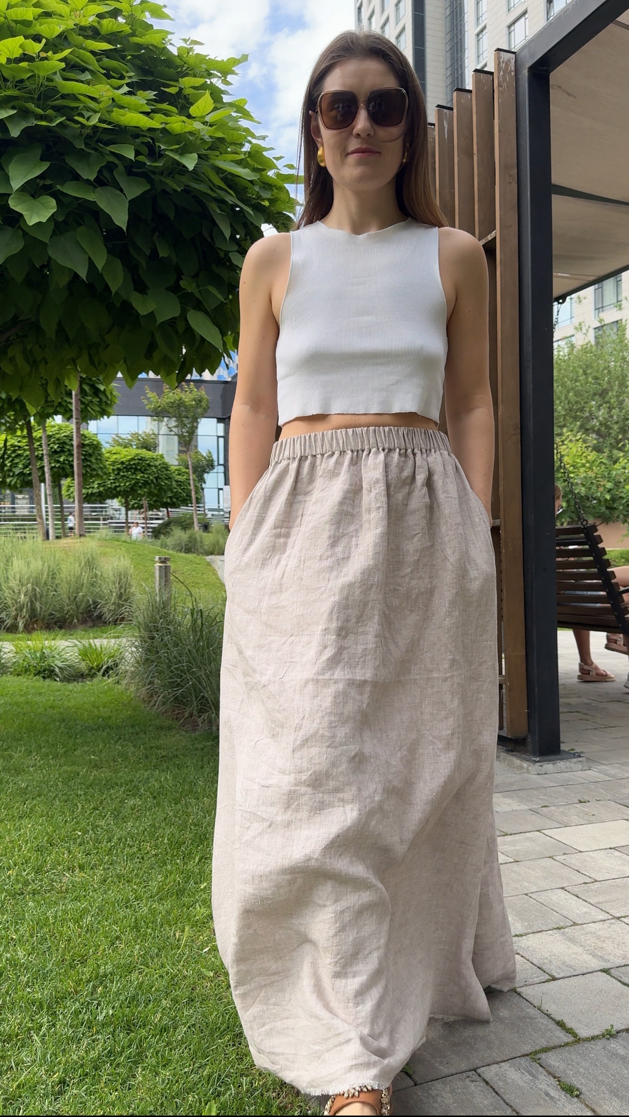 Ivory Linen Maxi Skirt: Handmade Long Skirt With Pockets - Etsy