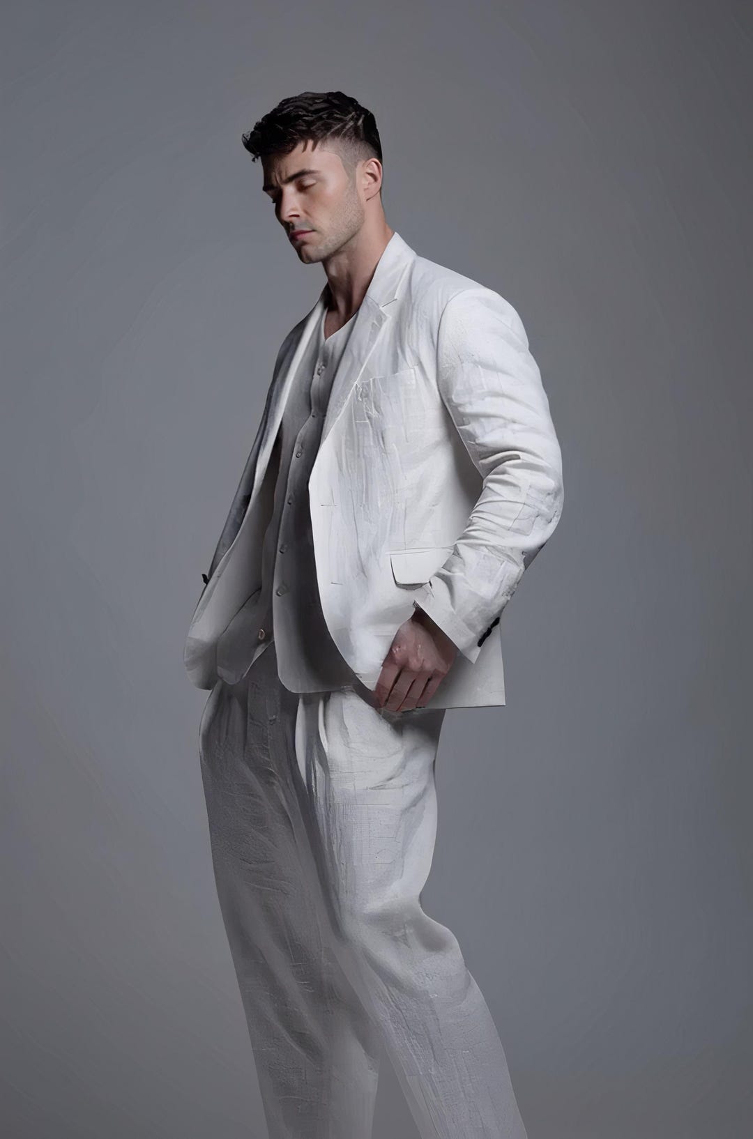 White Linen Suit for Men: Handmade Bohemian Wedding Guest Outfit - Etsy