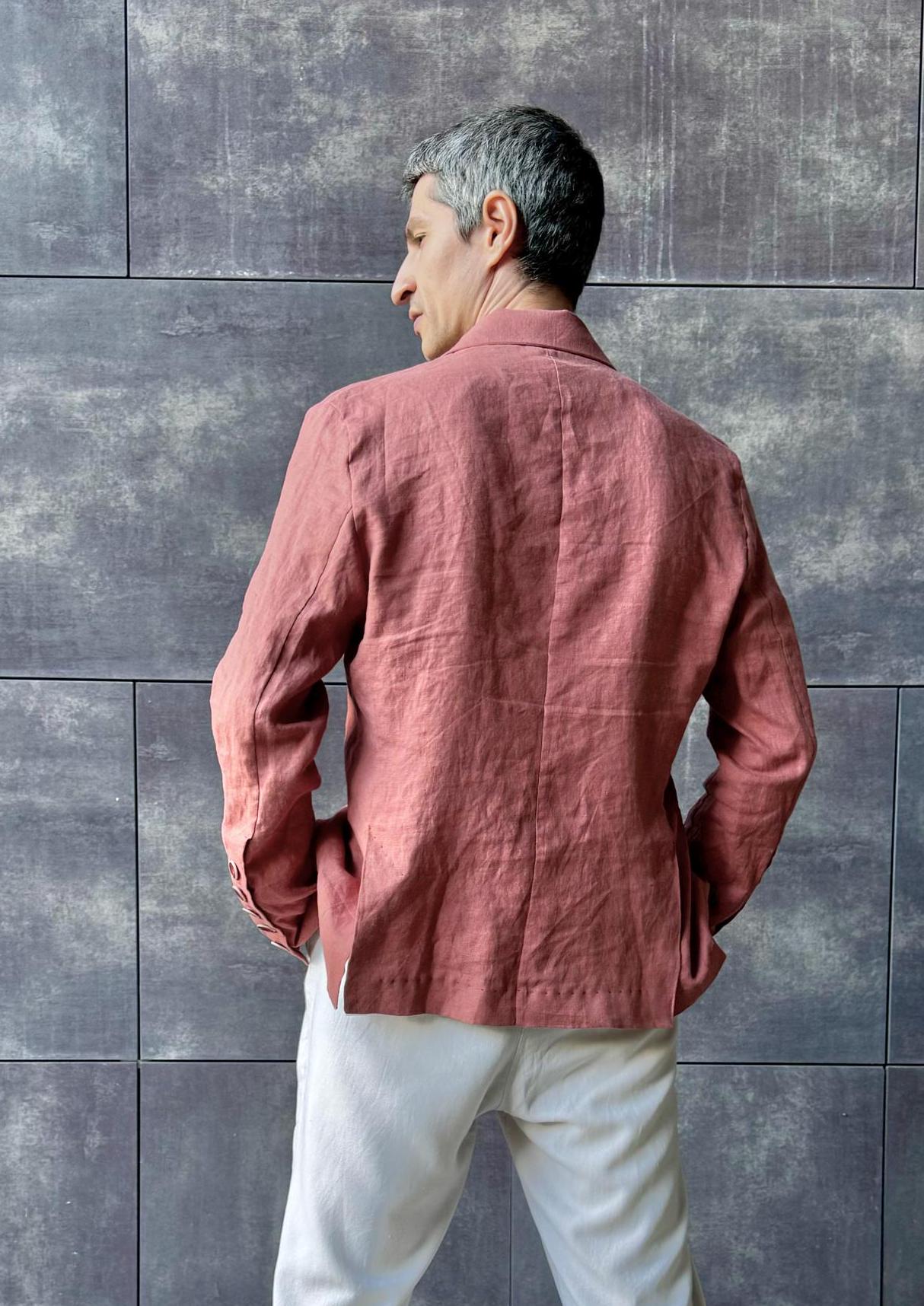 Terracotta Linen Jacket With Embroidery, Boho Linen Blazer, Summer ...