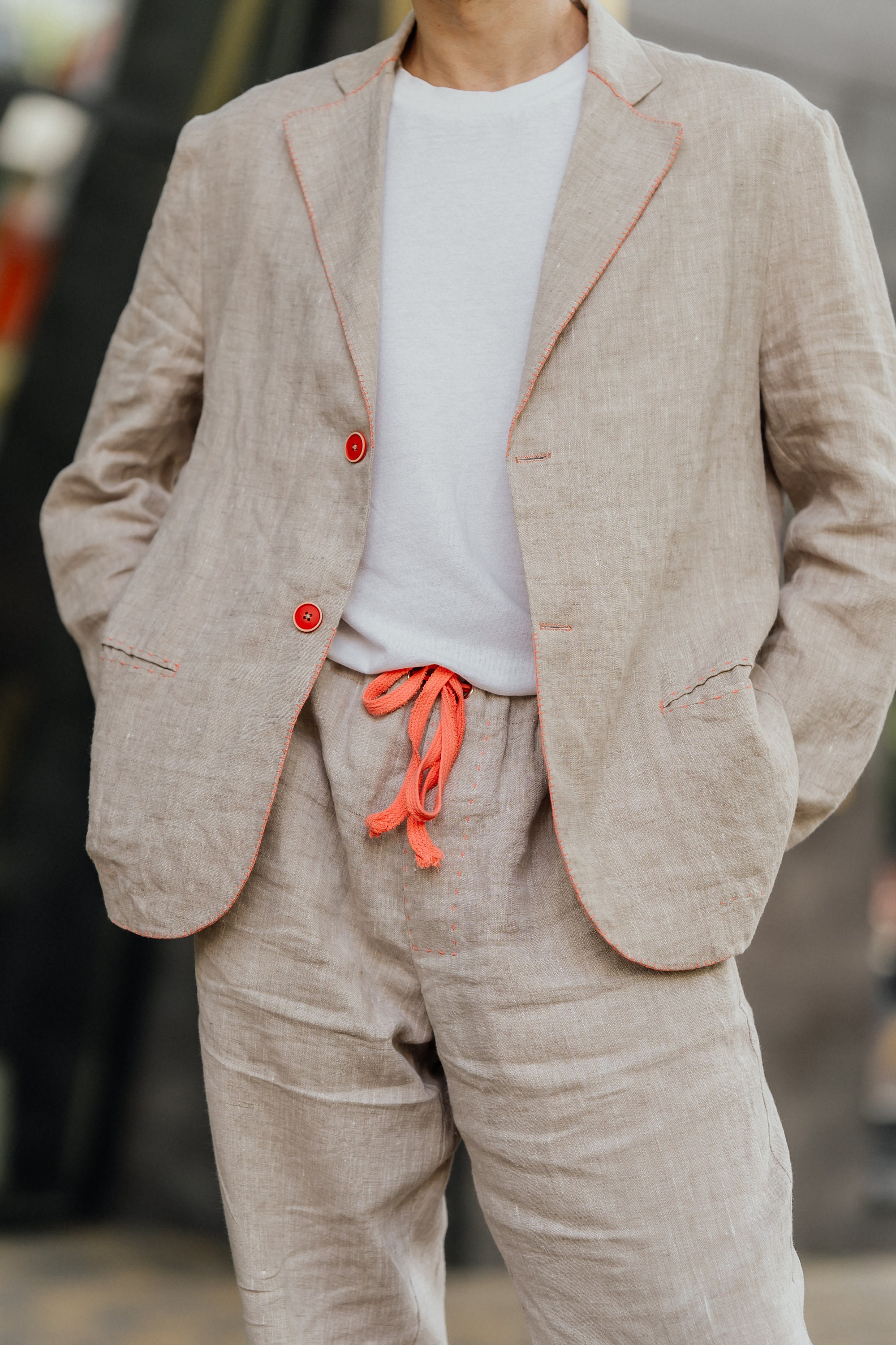 Oversized Men's Linen Suit Linen Suit for Men With Embroidery Casual ...