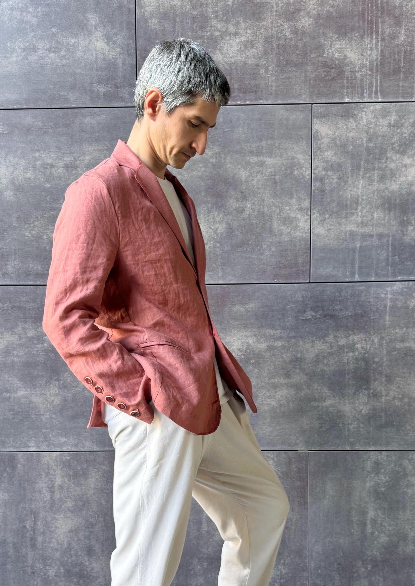 Terracotta Linen Jacket With Embroidery, Boho Linen Blazer, Summer ...