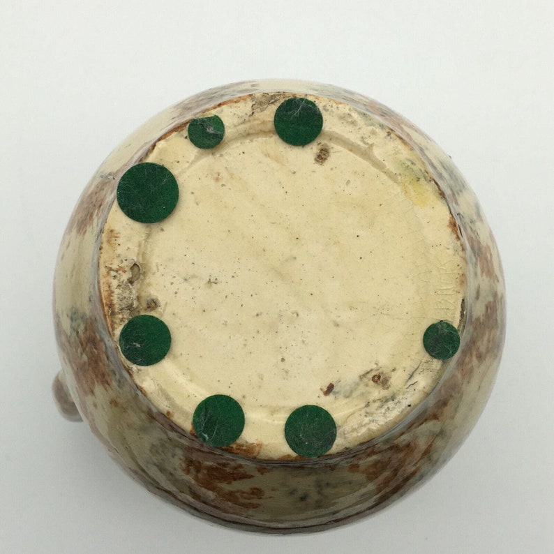 Antique Spongeware Stoneware Green Brown Chainlink Banded Water Pitcher ...