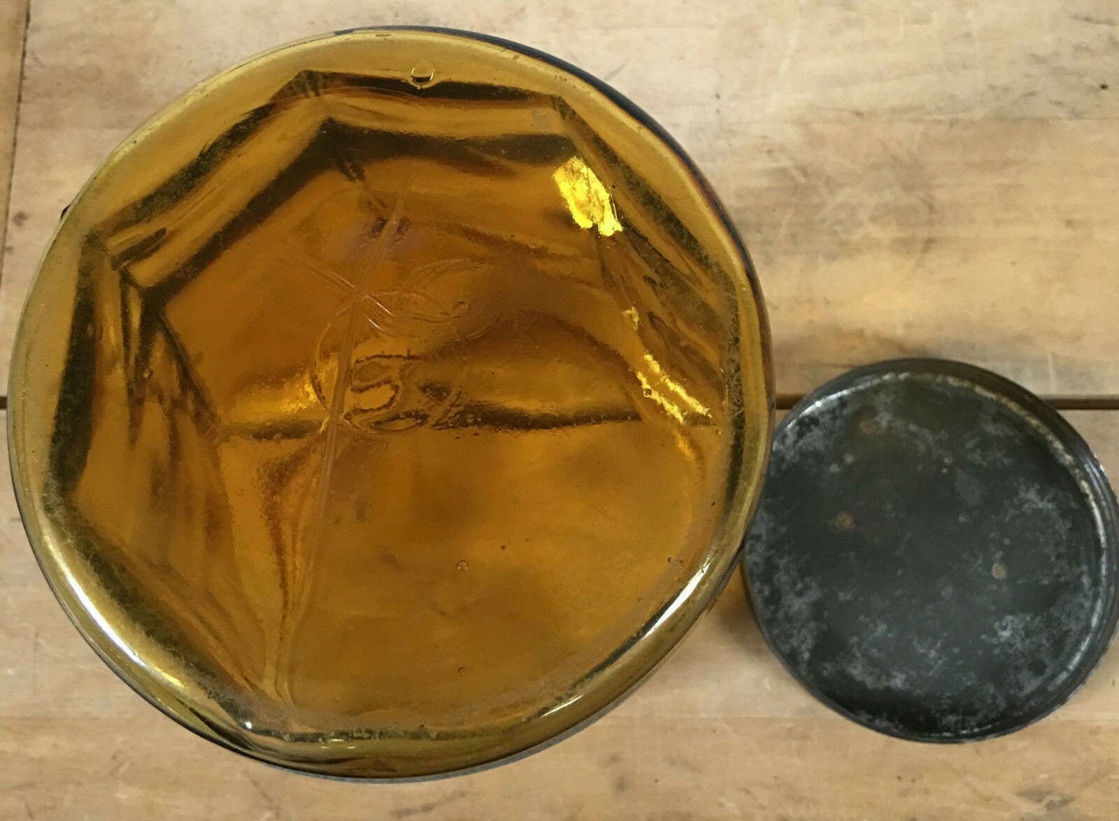 Amber Paneled Depression Era Glass Kitchen Canister Storage Jar W ...