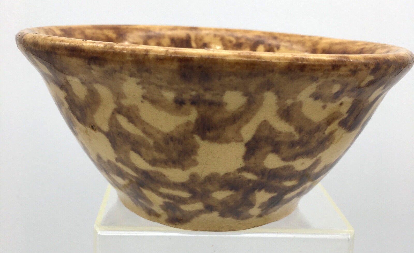 Antique Yellow Ware Spongeware Rockingham Glaze 5.5" Bowl Farmhouse ...