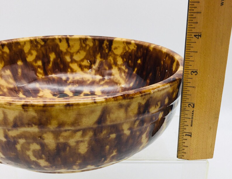Antique Yellow Ware Bennington Rockingham Pottery 8 Dia Serving Bowl ...