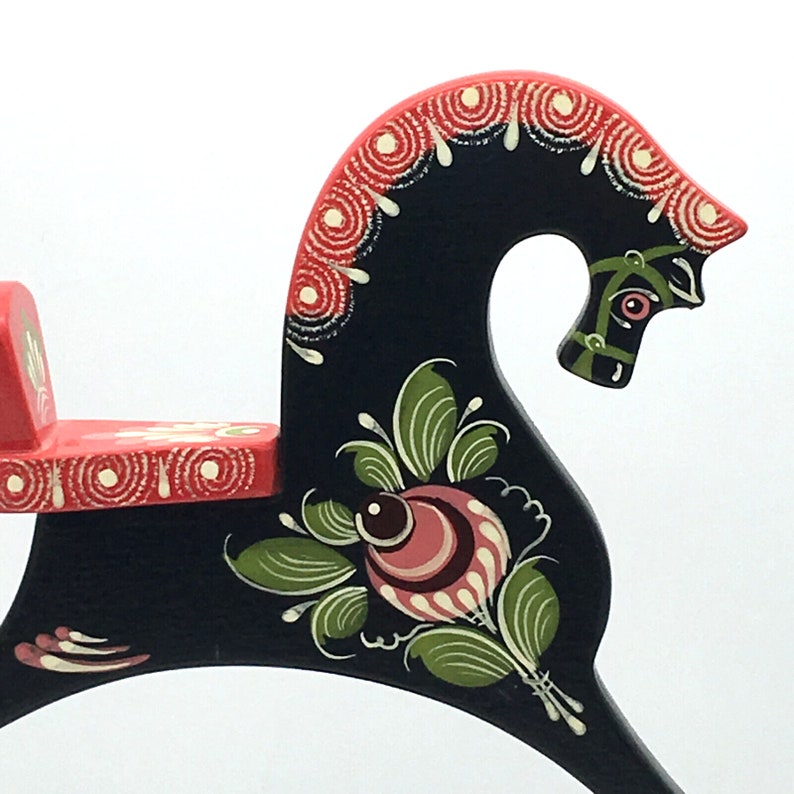 Russian Floral Handpainted Wood Rocking 7 Horse Folkart Vintage 1996 ...
