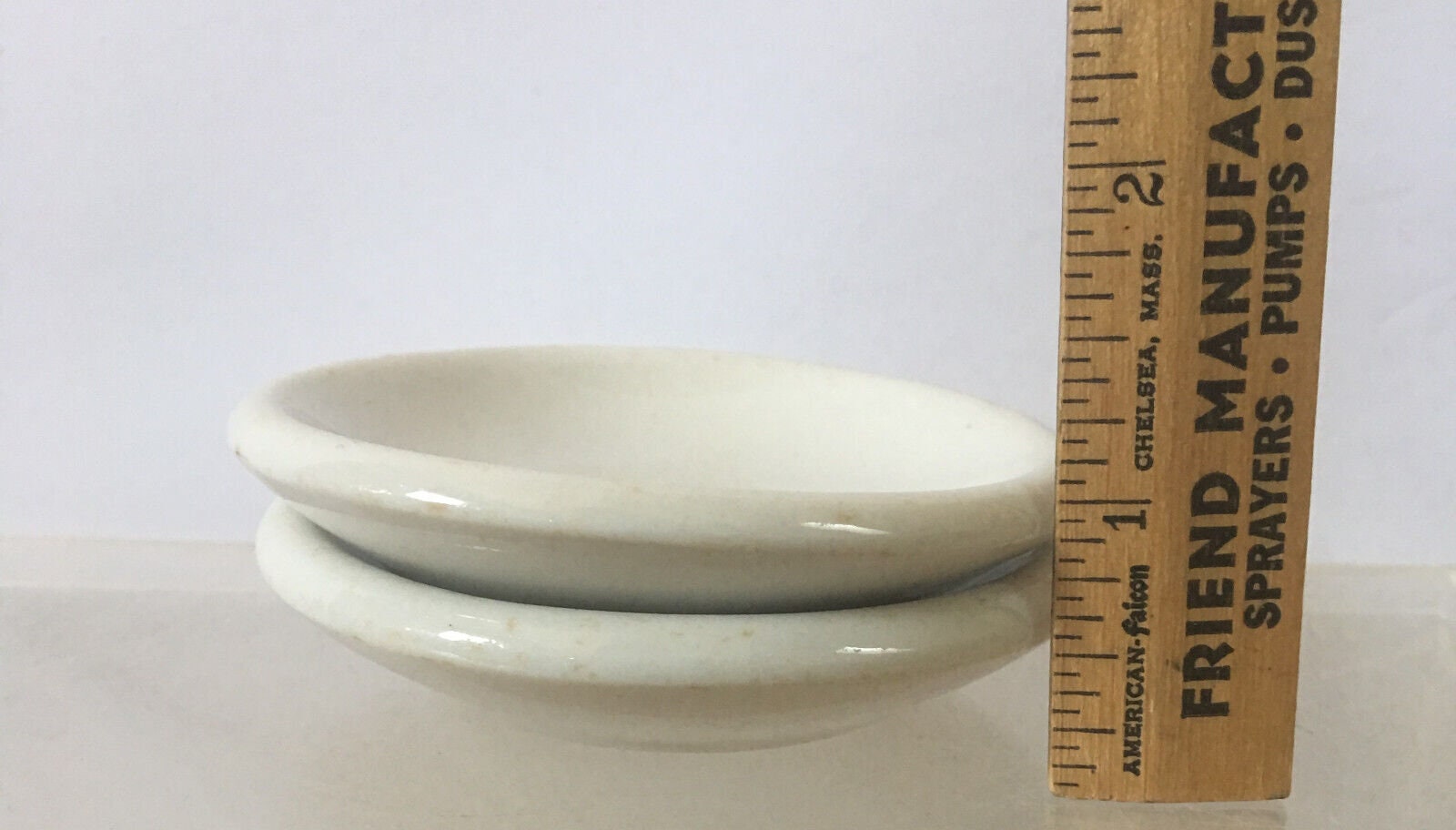 2 Vintage Antique Ironstone Butter Pats Thick Chunky Farmhouse Shabby ...