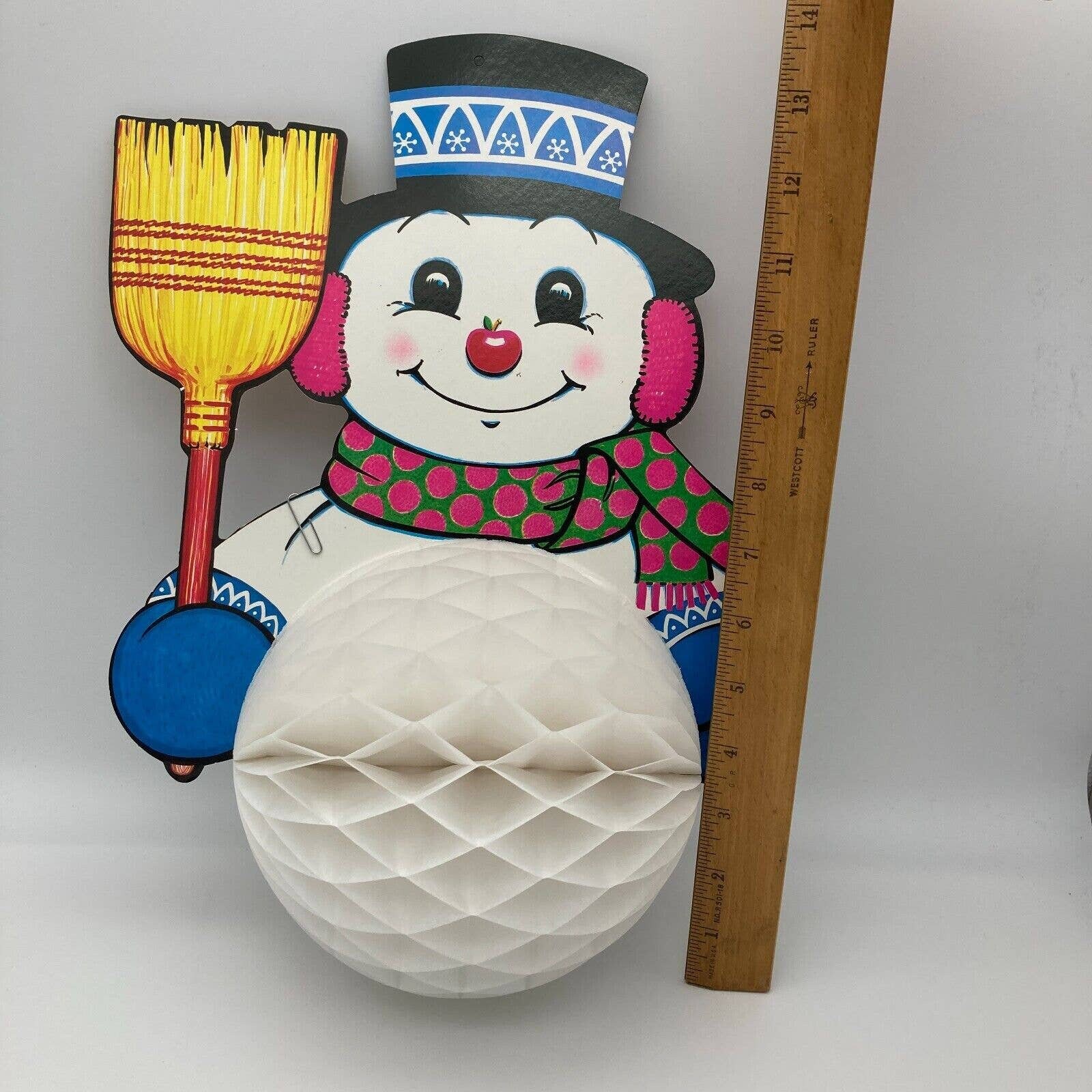 Vintage 1992 Beistle Co USA Hanging Snowman W/ Broom Tissue Paper ...