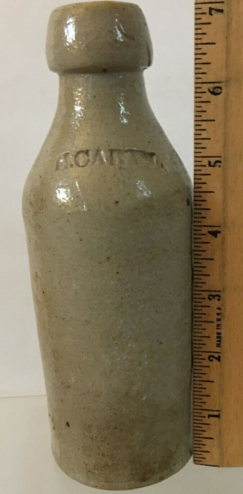 Antique Blob Top Stoneware Beer Ale Bottle Impressed Mark H CARYL 7 ...