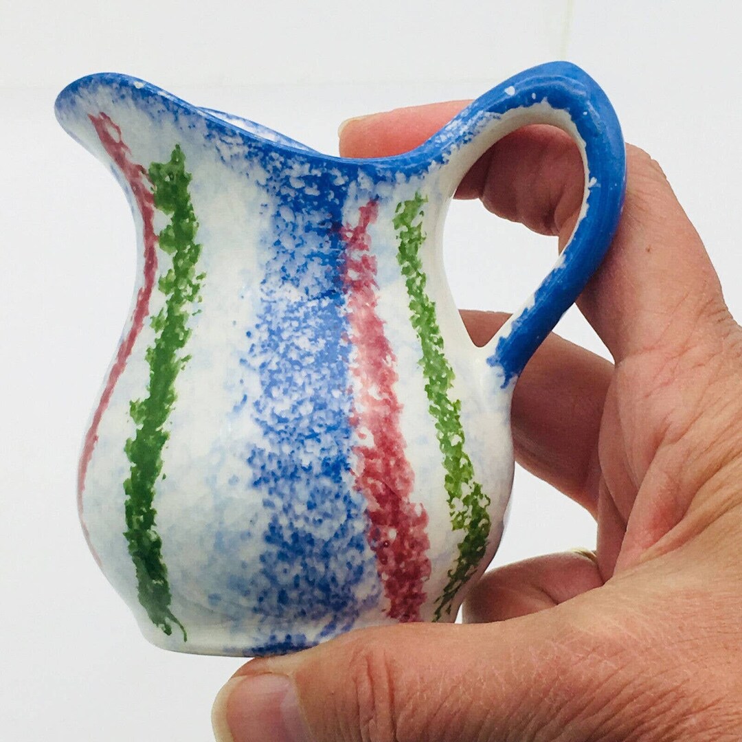 Vintage Spatterware Miniature 3.5" Creamer Pitcher Green, Red, Blue ...