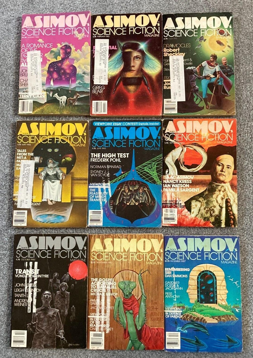 Vintage Isaac Asimov's Science Fiction Magazine Digest Lot of 9 Issues ...