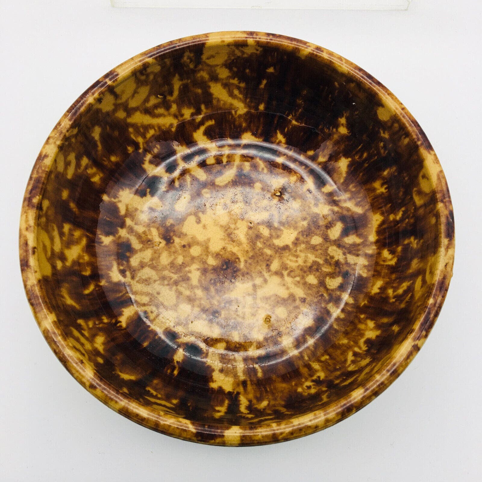 Antique Yellow Ware Bennington Rockingham Pottery 8 Dia Serving Bowl ...