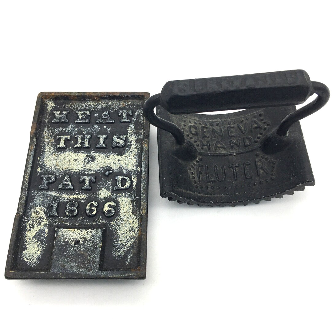 P 1866 Antique Geneva Collar Cuff Hand Fluter Fluting Iron Roller Civil ...