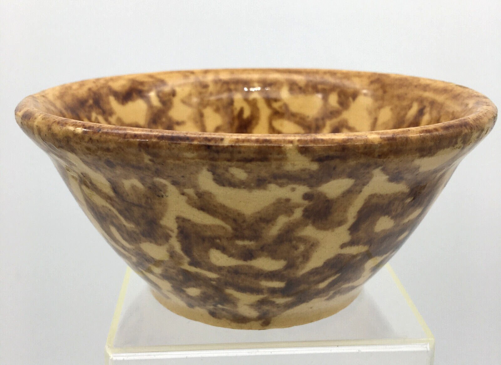 Antique Yellow Ware Spongeware Rockingham Glaze 5.5" Bowl Farmhouse ...