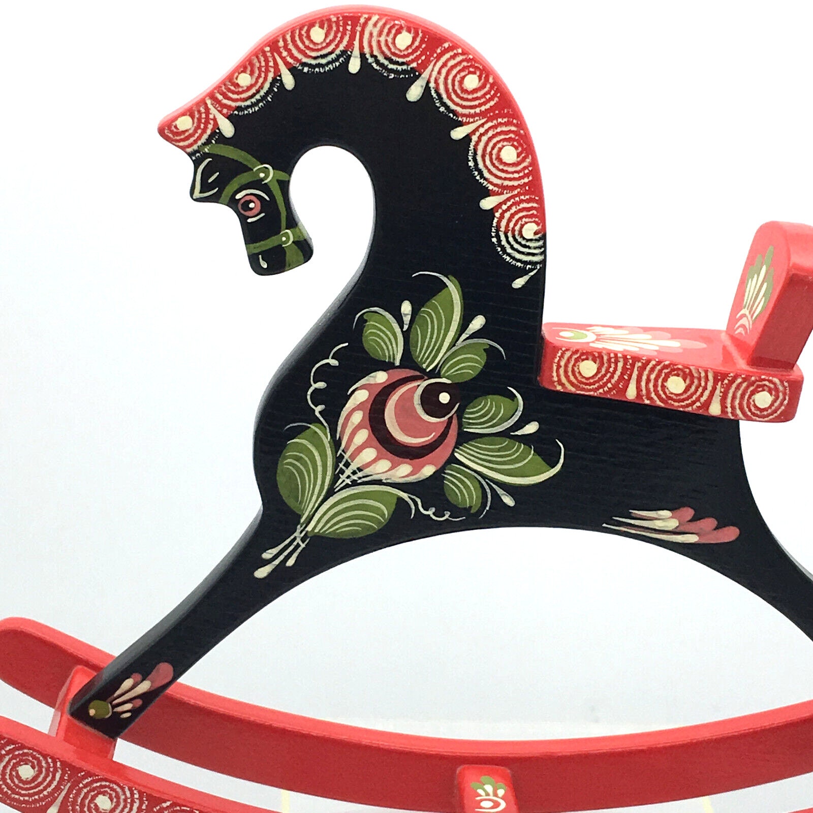 Russian Floral Handpainted Wood Rocking 7 Horse Folkart Vintage 1996 ...