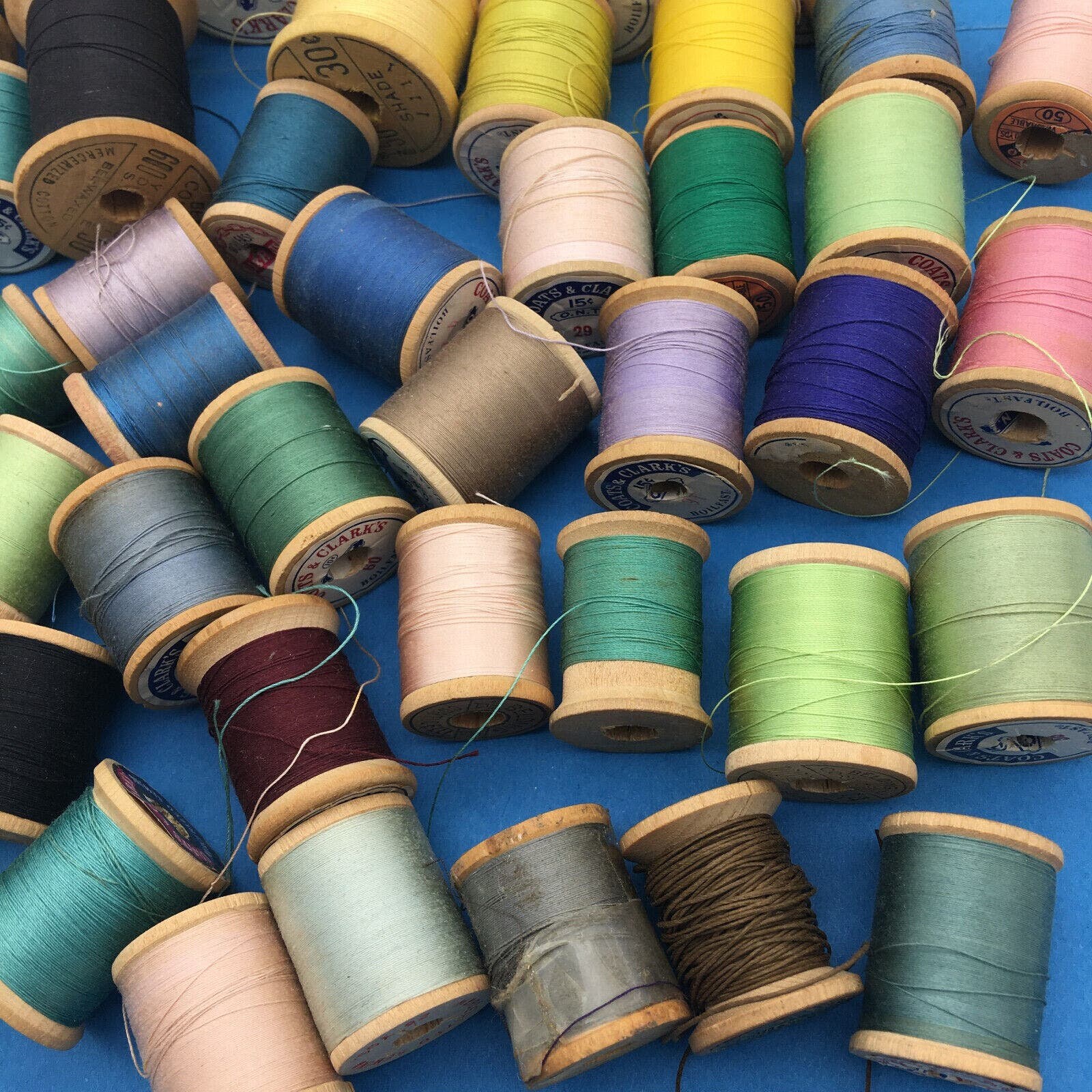Vintage Wood Spool Thread Lot Mixed Brands and Colors 50 Spools - Used ...
