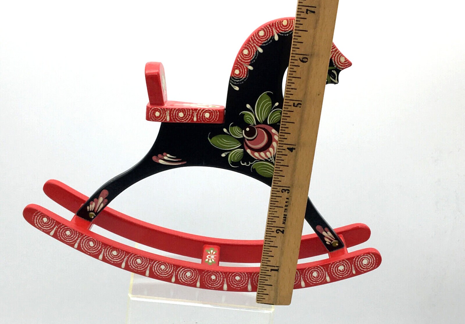 Russian Floral Handpainted Wood Rocking 7 Horse Folkart Vintage 1996 ...