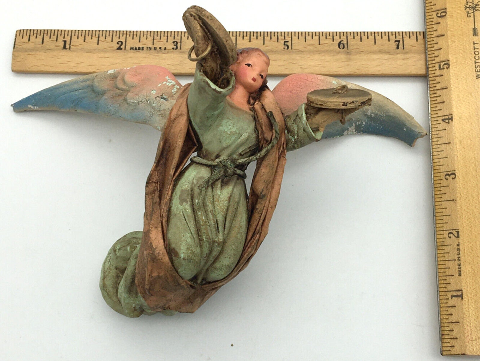 Vintage Cartapesta Italy Papier Mache 5 Angel W Cymbals Christmas ...