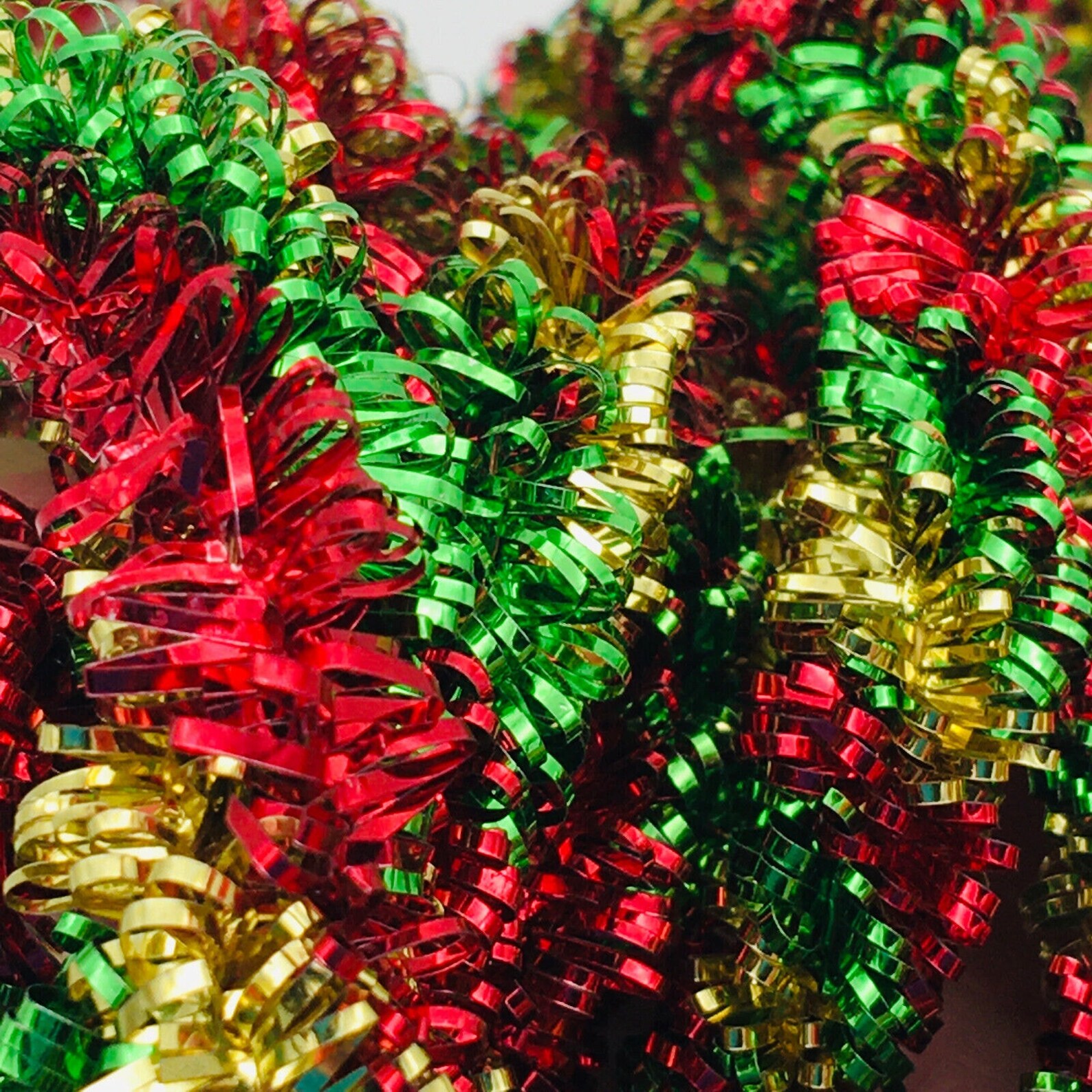 Vintage Christmas Foil Loop Spiral Twist 1/2 Garland Red Green Gold 20 ...