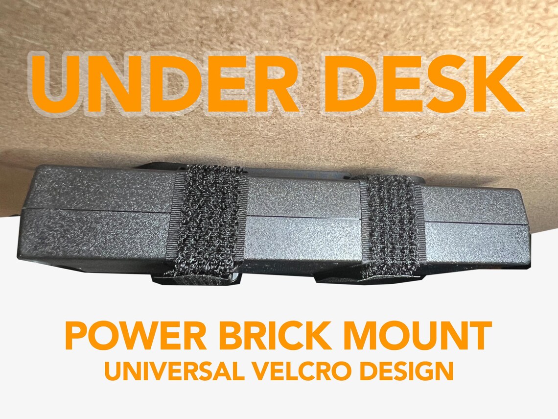 Universal Power Brick Velcro Mount – Under Desk Power Adapter Organiser ...