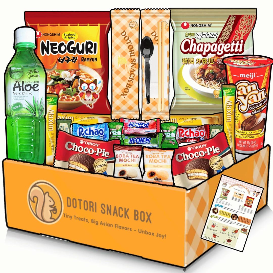 International Asian Snack Box With Korean Spicy Chicken Noodles and ...