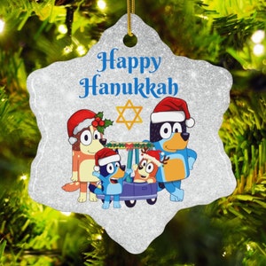 Bluey Happy Hanukkah Snowflake Tree Ornament, Holiday Gift for Jewish ...