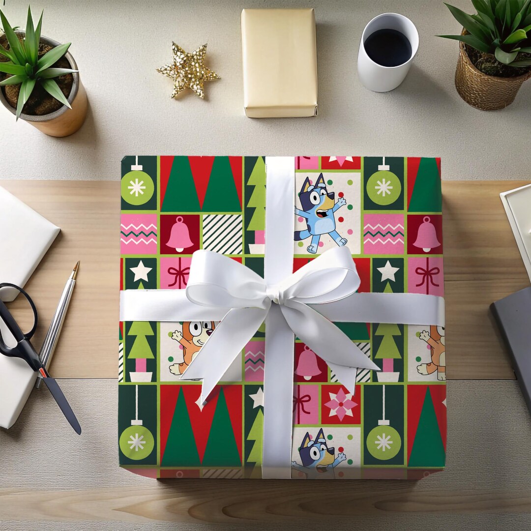 Bluey Christmas Wrapping Paper: Heeler Family, Festive Gift Wrap - Etsy