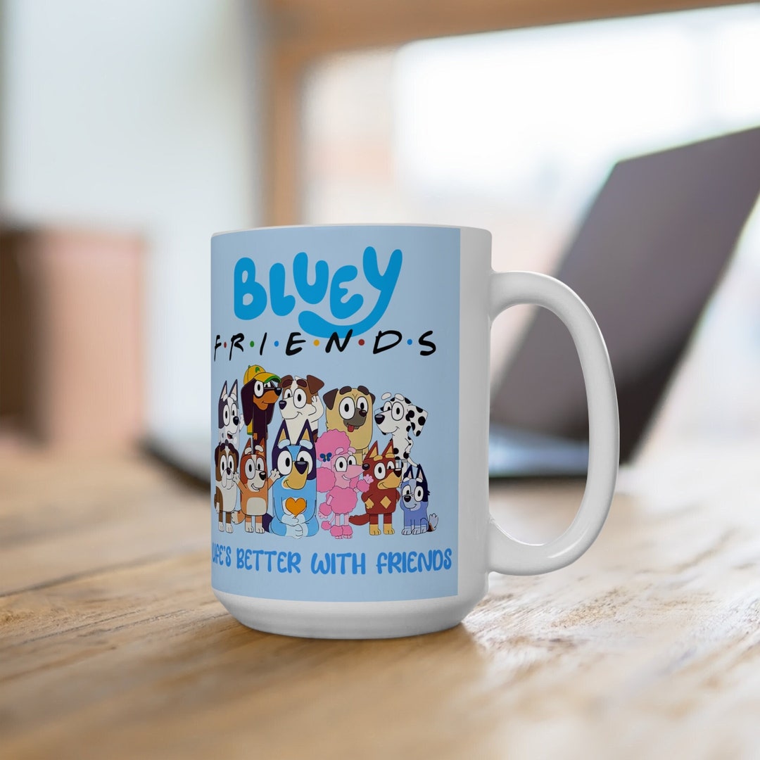 Bluey Friends Blue Ceramic Mug 15oz Bluey Coffee Cup, Bluey Moms Gift ...