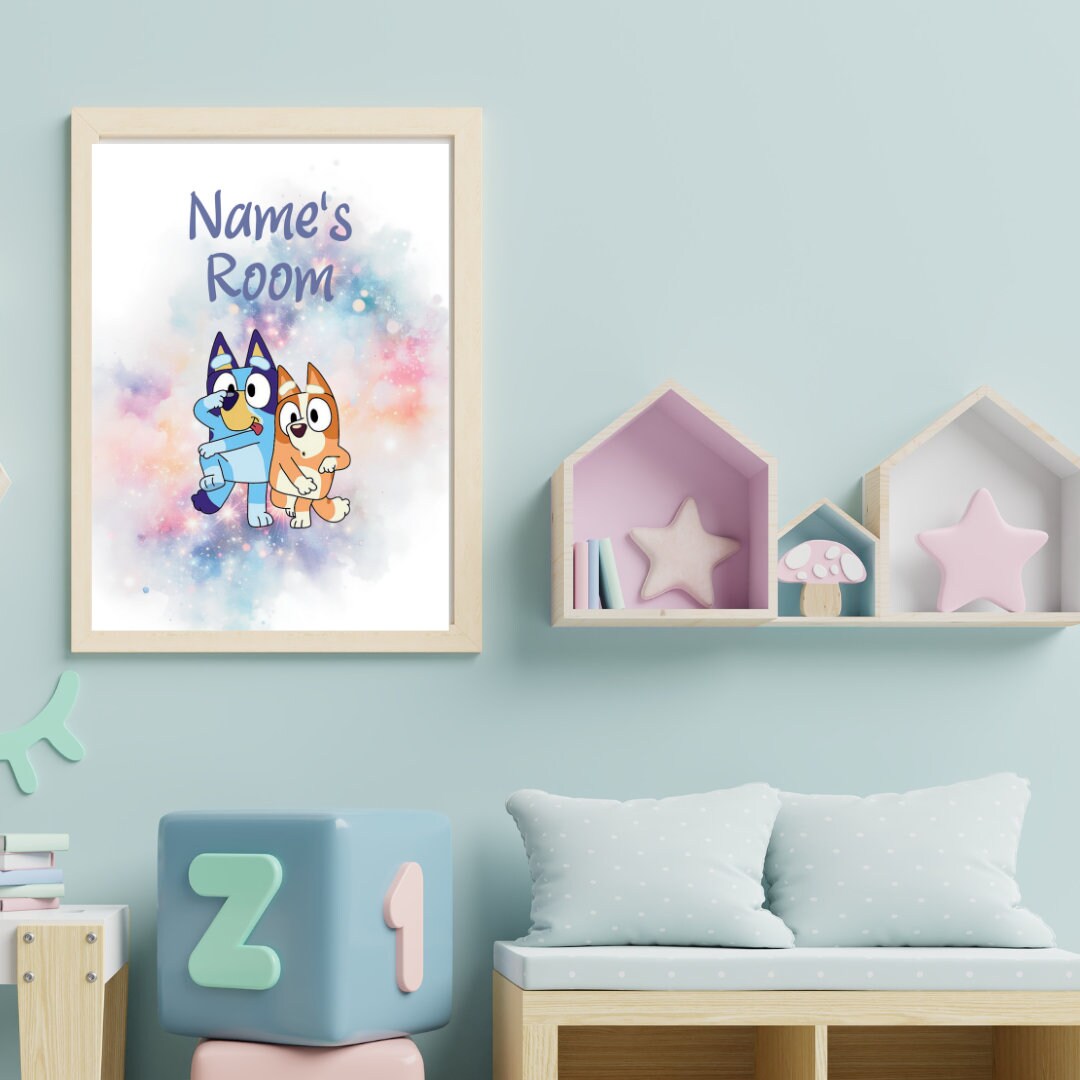 Bluey Custom Name Poster for Bedroom, Playroom, Bluey Kids Room Decor ...