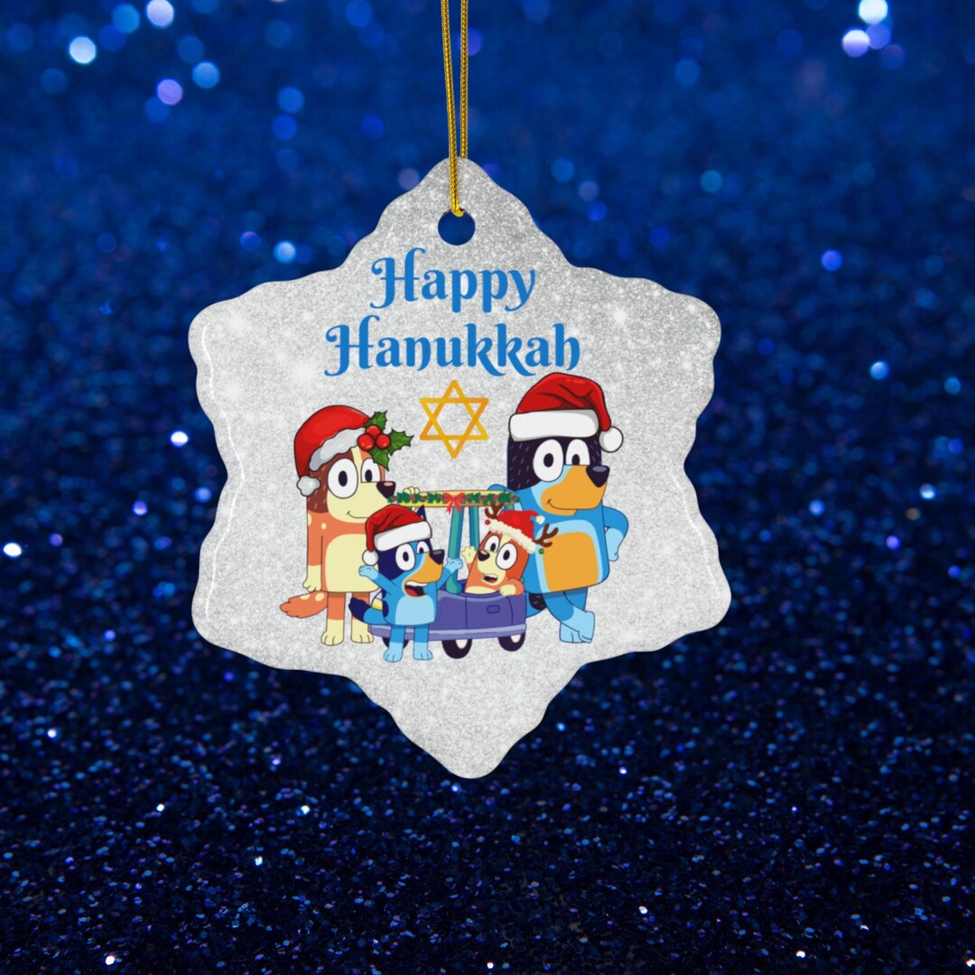 Bluey Happy Hanukkah Snowflake Tree Ornament, Holiday Gift for Jewish ...