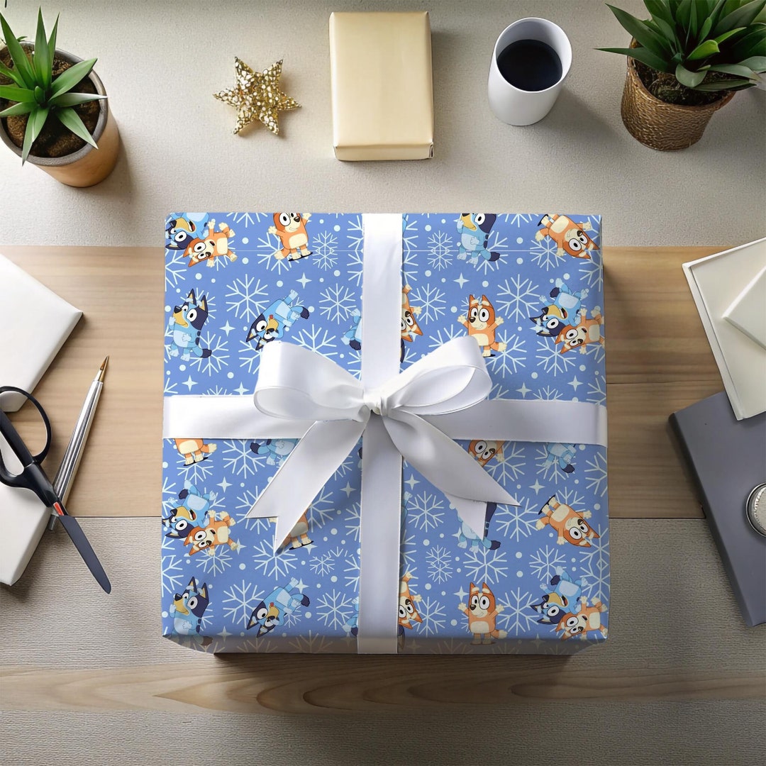 Blue Dog Snowflake Gift Wrap: Recyclable Fine Art Paper - Etsy