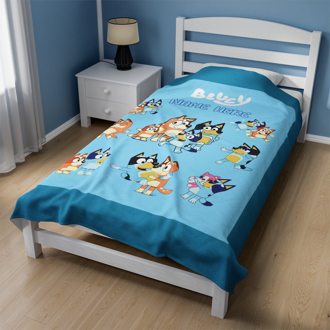 Personalized Name Bluey Velveteen Blanket, Bluey Decor, Bluey Kids ...