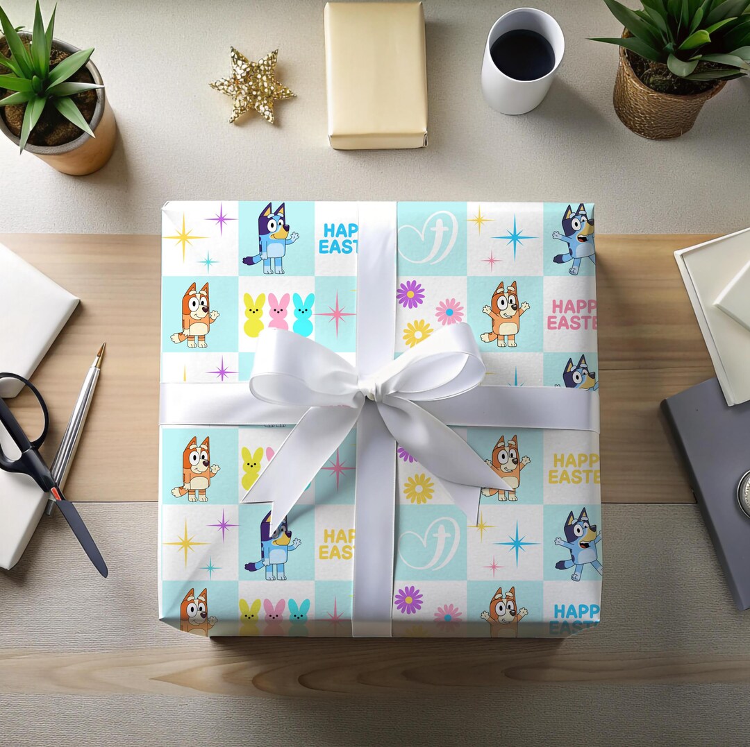 Bluey Easter Wrapping Paper Roll: Kids Gift Wrap - Etsy