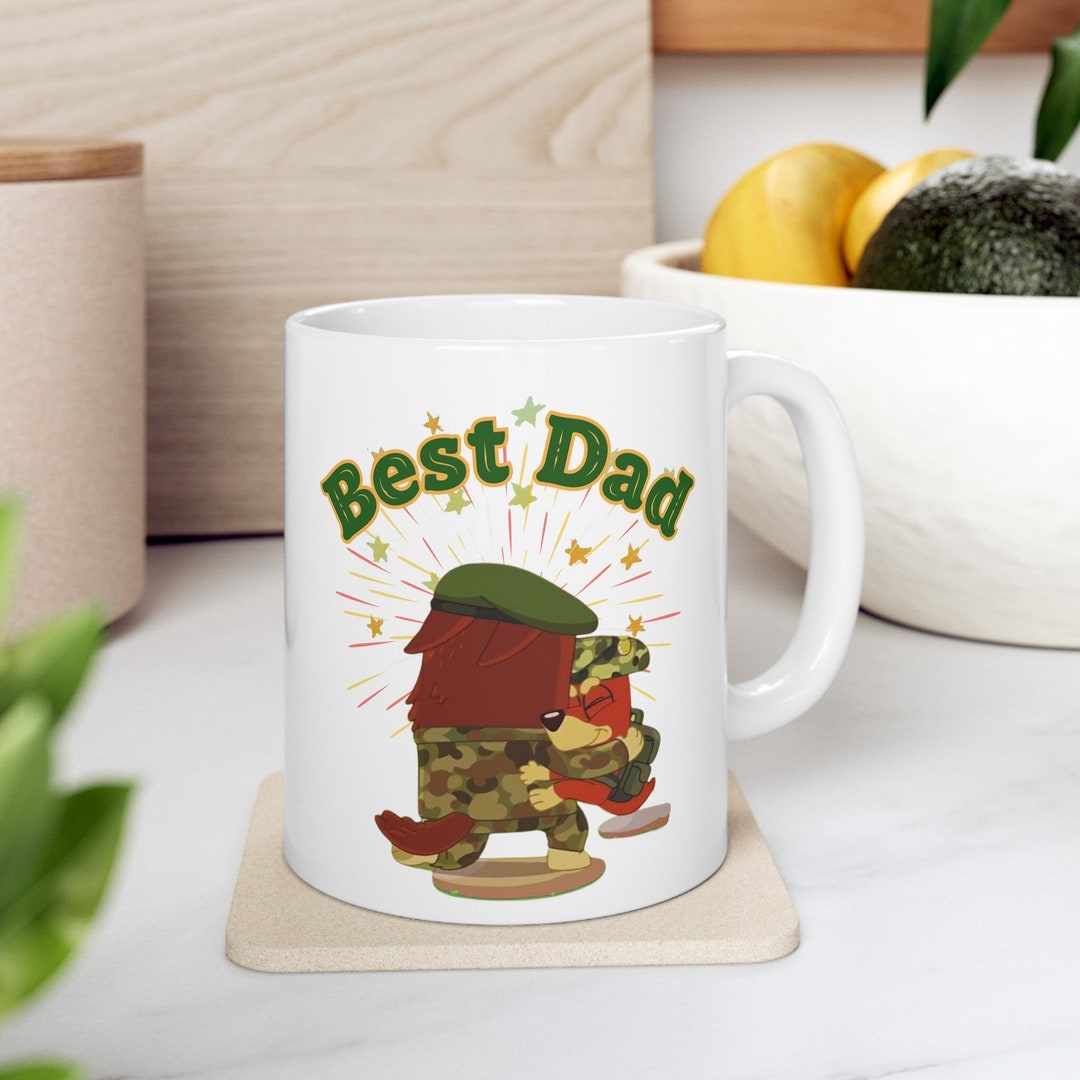 Bluey Best Dad Rusty Military Family Fathers Day Mug,bluey Military ...